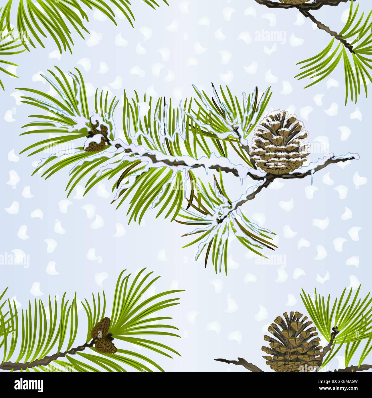 Seamless texture Christmas and New Year decoration pine cone and snow ...