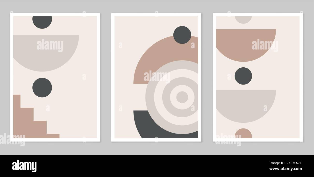 Vector illustration. Boho style. A set of abstract posters Stock Vector ...
