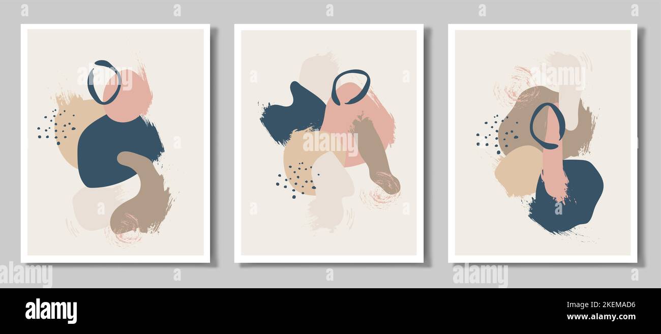 A set of three paintings. Abstract art with a wave vector Stock Vector ...