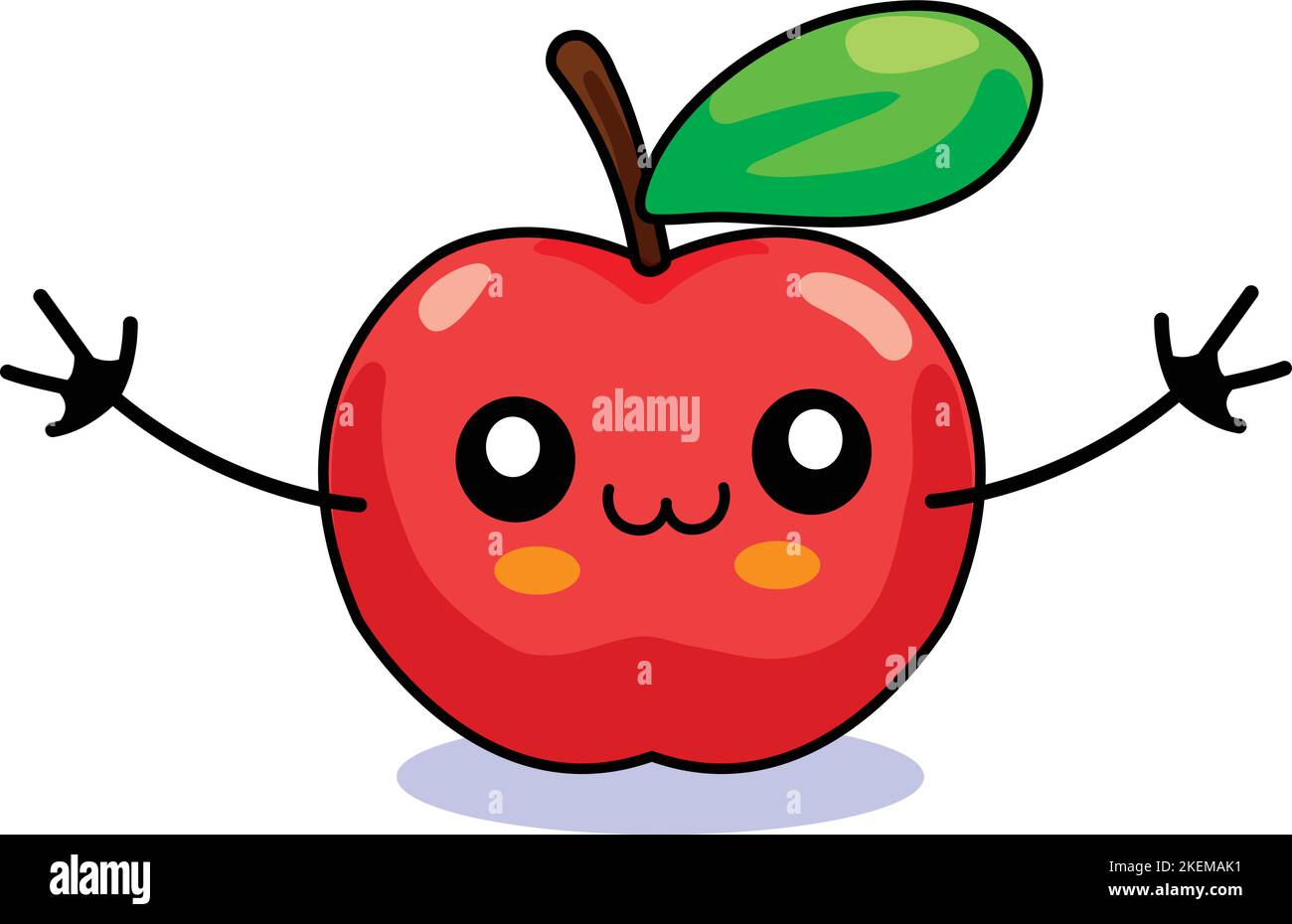 A cute rad cartoon apple with open arms and a happy expression on a ...