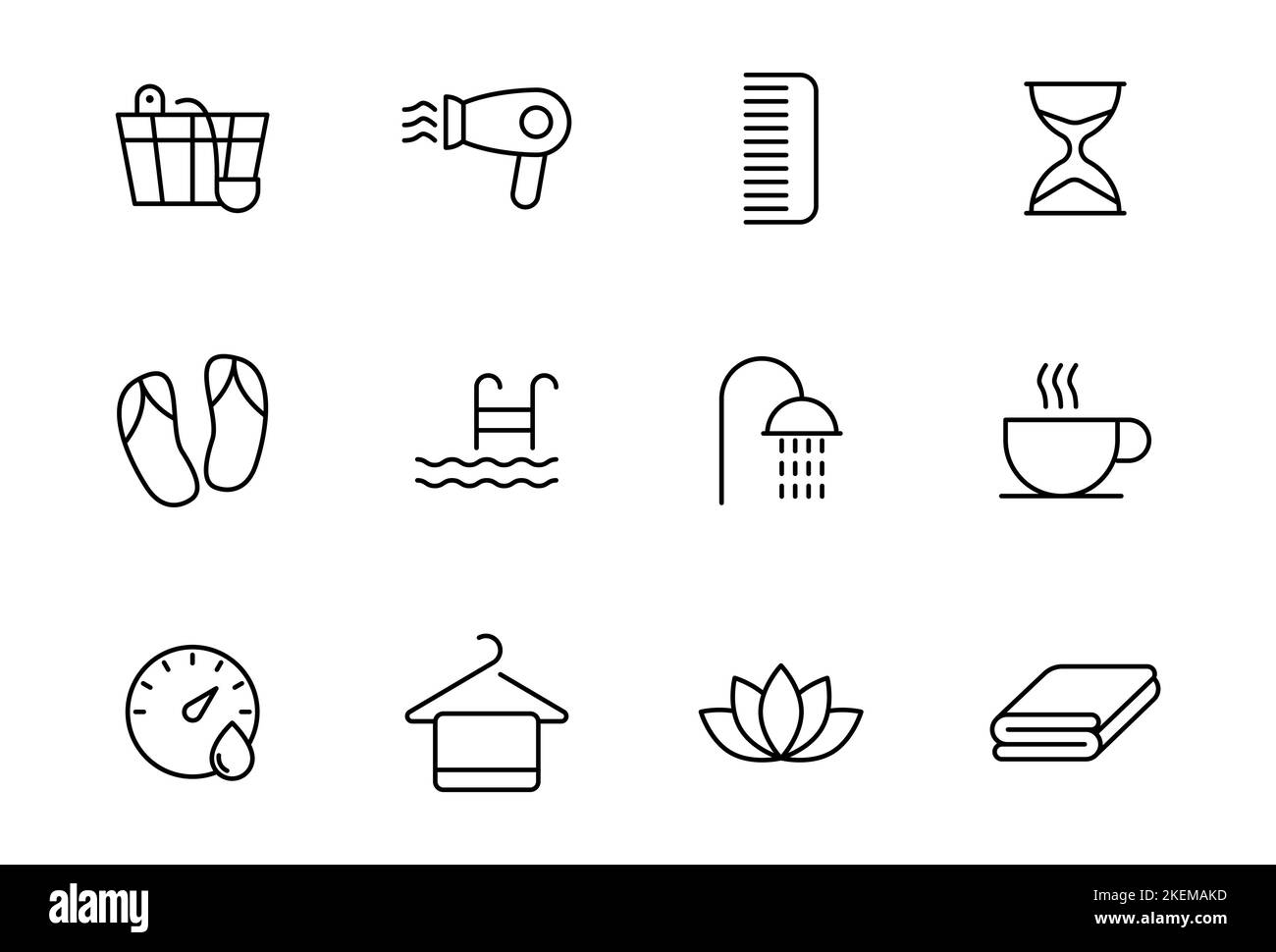 Spa And Sauna Line Vector Icons Isolated Stock Vector Image And Art Alamy
