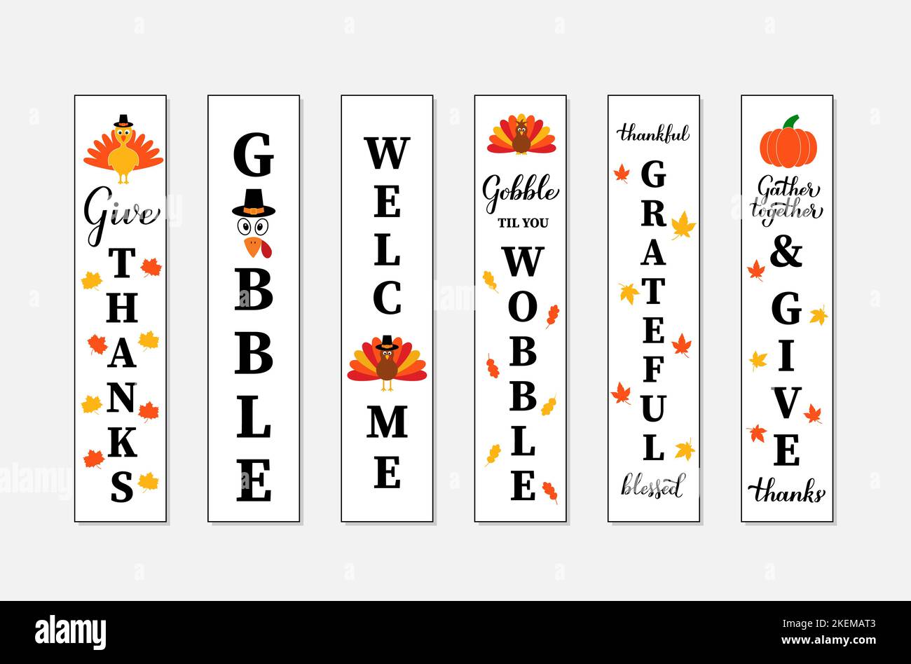 Thanksgiving vertical signs set. Thanksgiving decorations. Welcome home ...