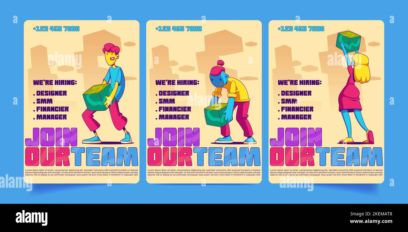 Collection of job hiring hr poster templates. Vector illustration of ...
