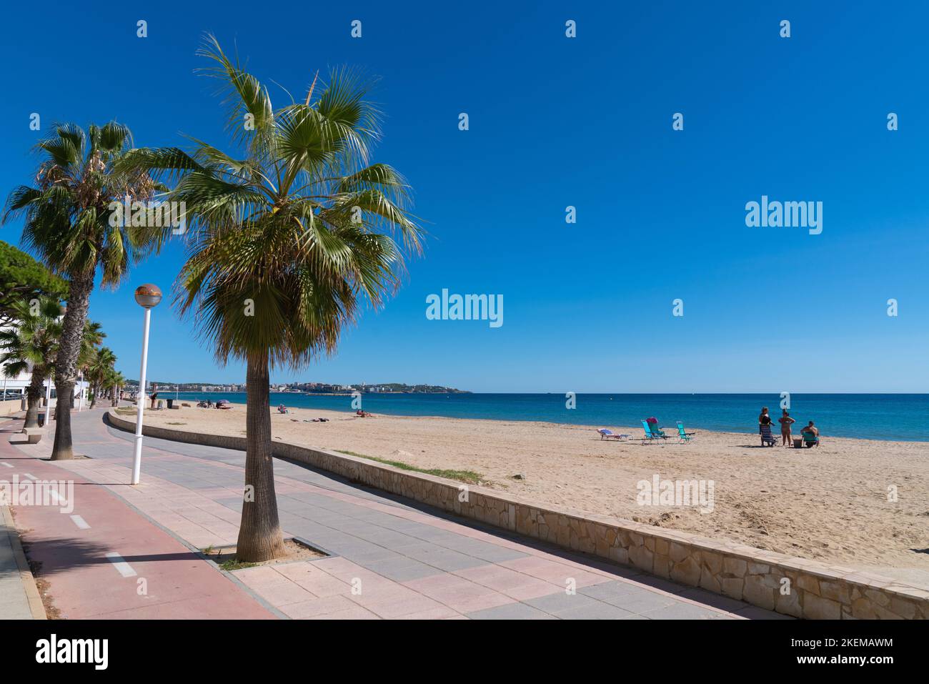 Vilafortuny beach promenade Cambrils Spain sandy playa Costa Dorada ...