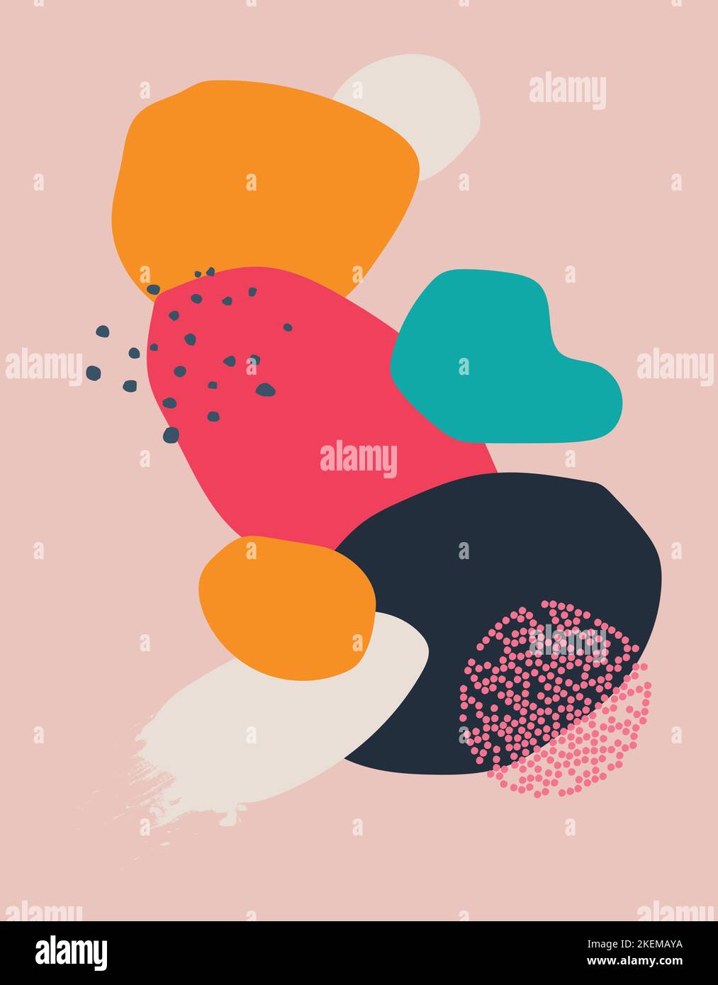 Abstract background. A set of hand-drawn various shapes and leaves ...