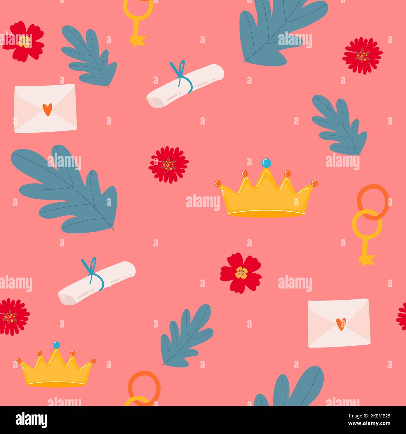 Vector. Cute seamless pattern of love with envelopes, mail, on ...