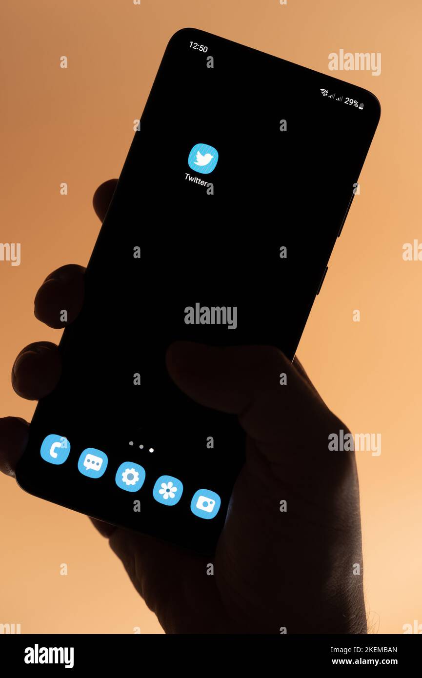 New york, USA - November 4, 2022: Open twitter app on smartphone ...