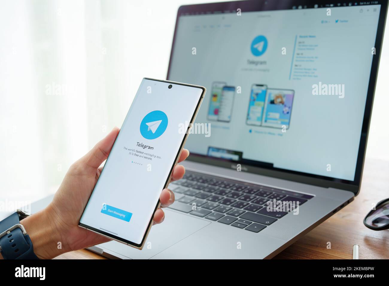 CHIANG MAI, THAILAND Jul 09 2022 - A young woman holding smartphone ...