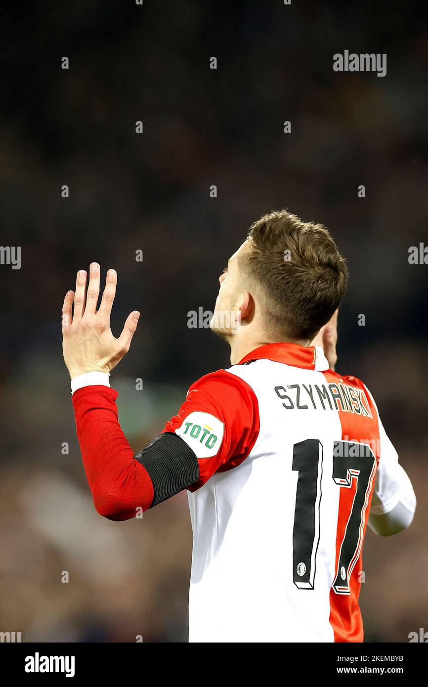 ROTTERDAM - Sebastian Szymanski of Feyenoord celebrates the 3-1 during ...