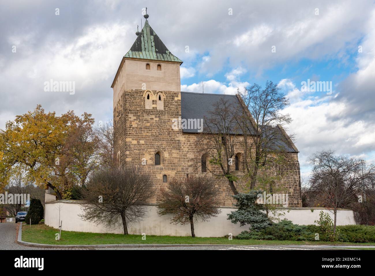 Catholic late romanesque fortified countryside church of Saint ...