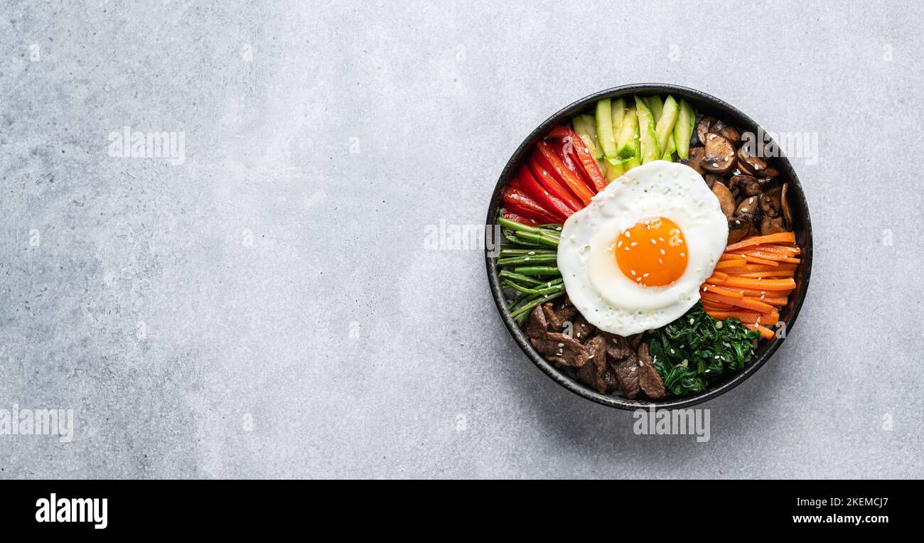 Bibimbap, traditional korean dish, top view Stock Photo - Alamy