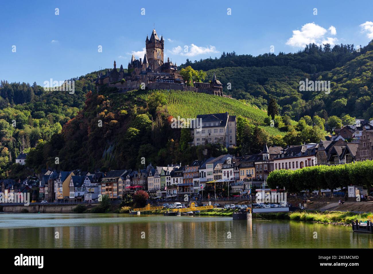 Cochem, Germany. Old town and the Cochem (Reichsburg) castle on the ...