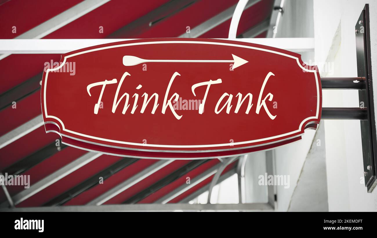 Street Sign the Direction Way to Think Tank Stock Photo - Alamy