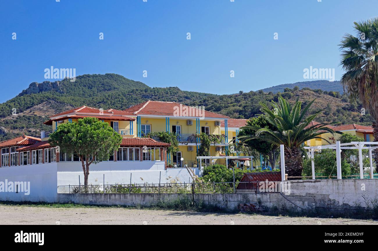 Anaxos Hotel, Lesbos island, Greece. Rear view. October 2022. Autumn ...