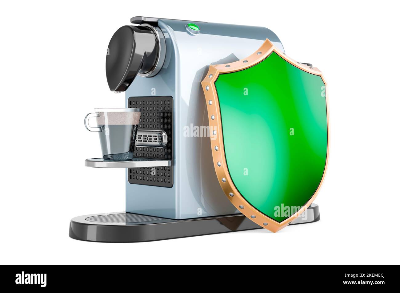 Coffee pod machine with shield, 3D rendering isolated on white ...