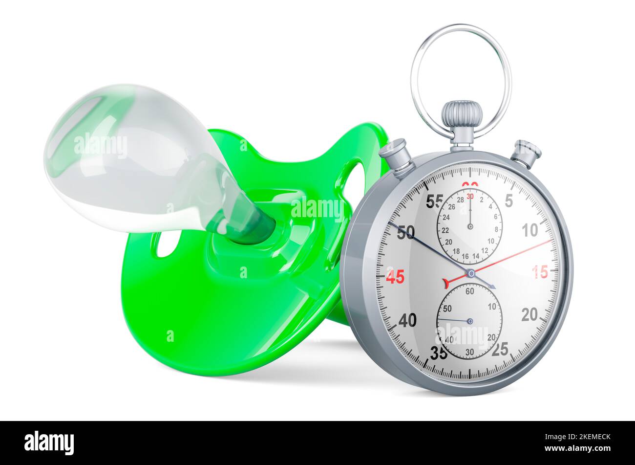 Baby pacifier with stopwatch, 3D rendering isolated on white background ...