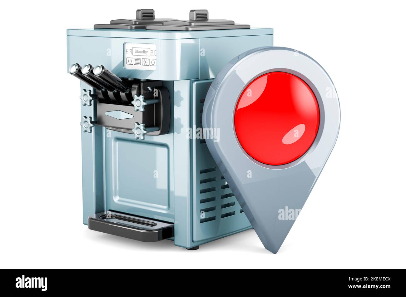 Commercial ice cream machine with map pointer, 3D rendering isolated on white background Stock ...