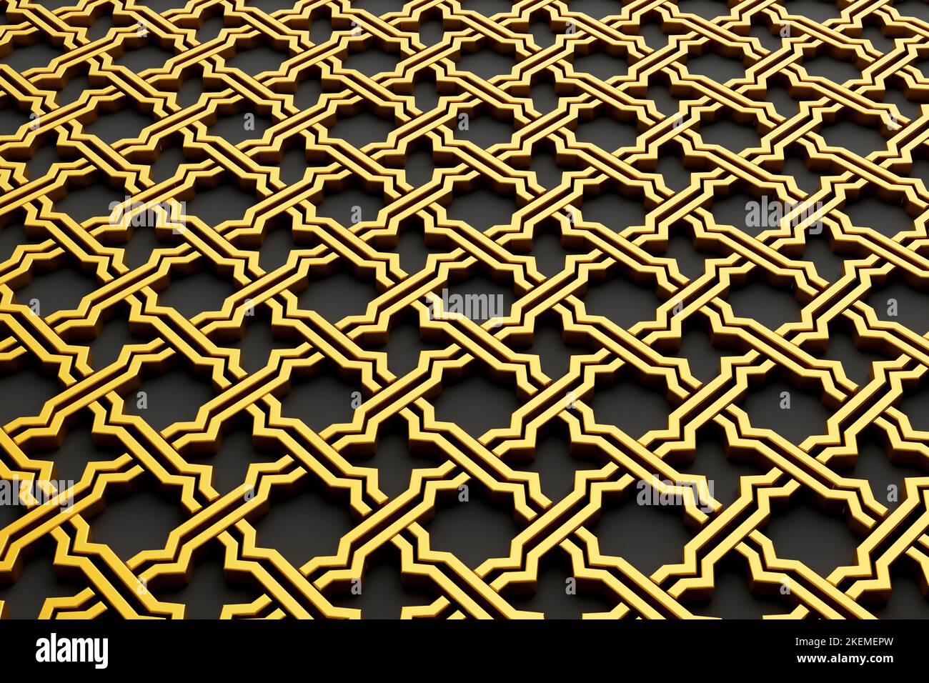 Abstract Golden Arabic Traditional Middle Eastern Pattern 3D ...