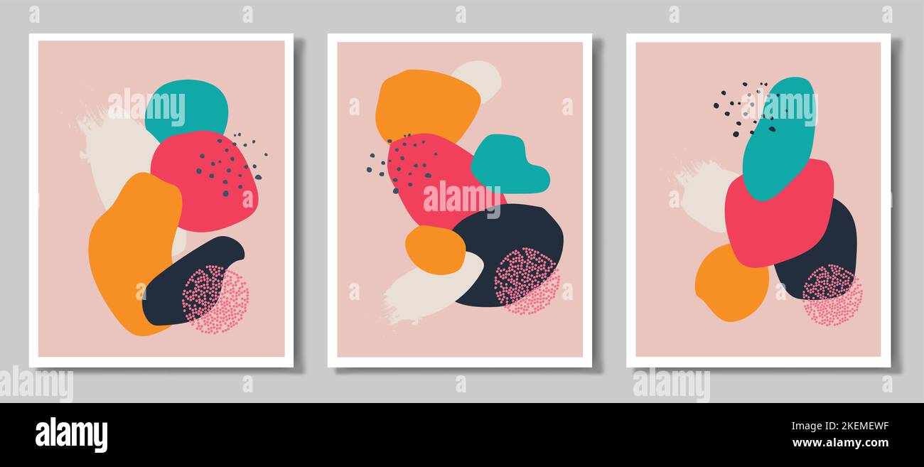 A set of three abstract backgrounds. Hand-drawn various figures and ...