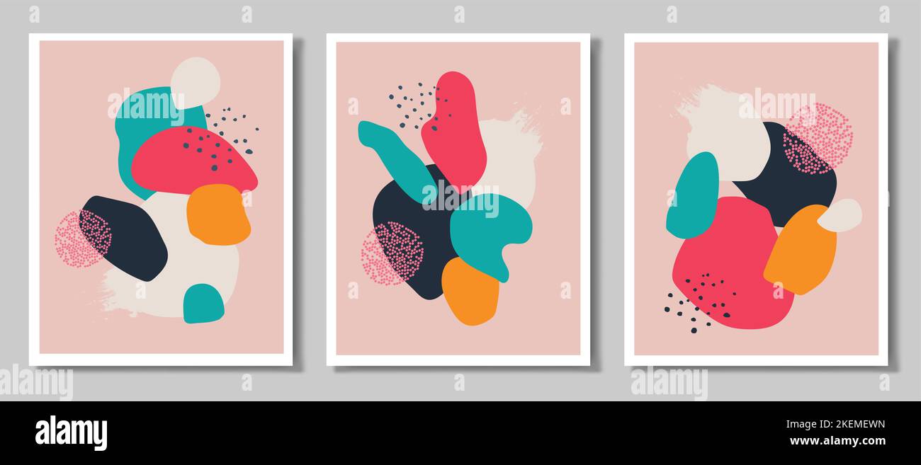 A set of three abstract backgrounds. Hand-drawn various figures and ...