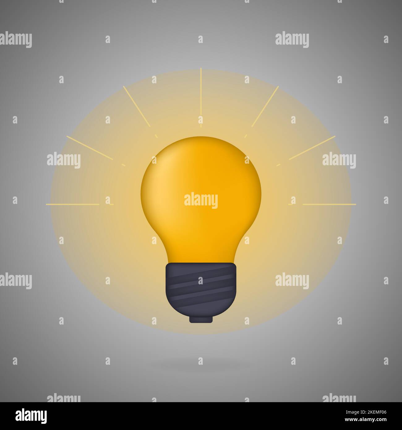 3d cartoon style yellow light bulb icon, solution and business idea ...