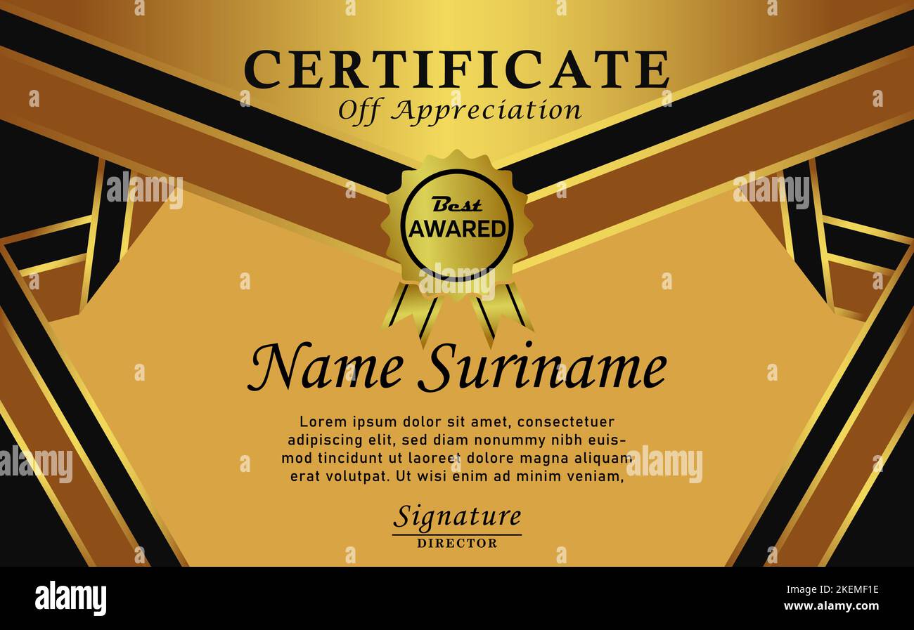 Luxury Certificate Award Design. Gold color. Modern certificate with ... Luxury Certificate Award Design. Gold color. Modern certificate with ...