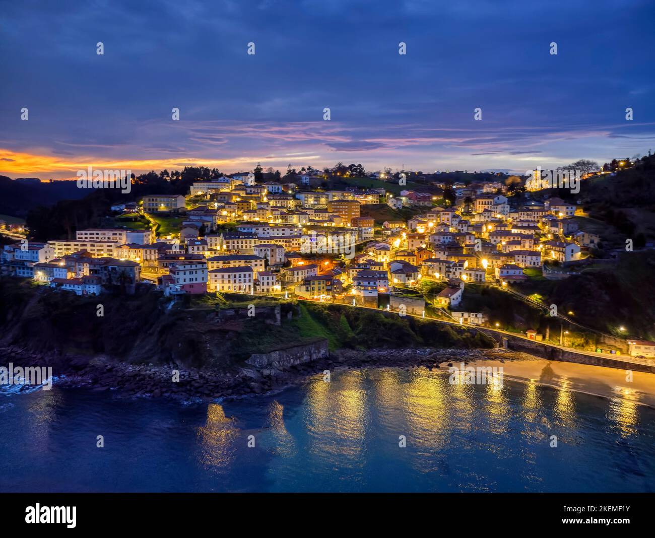 View of Lastres, one of the most beautiful villages of Cantabrian coast ...