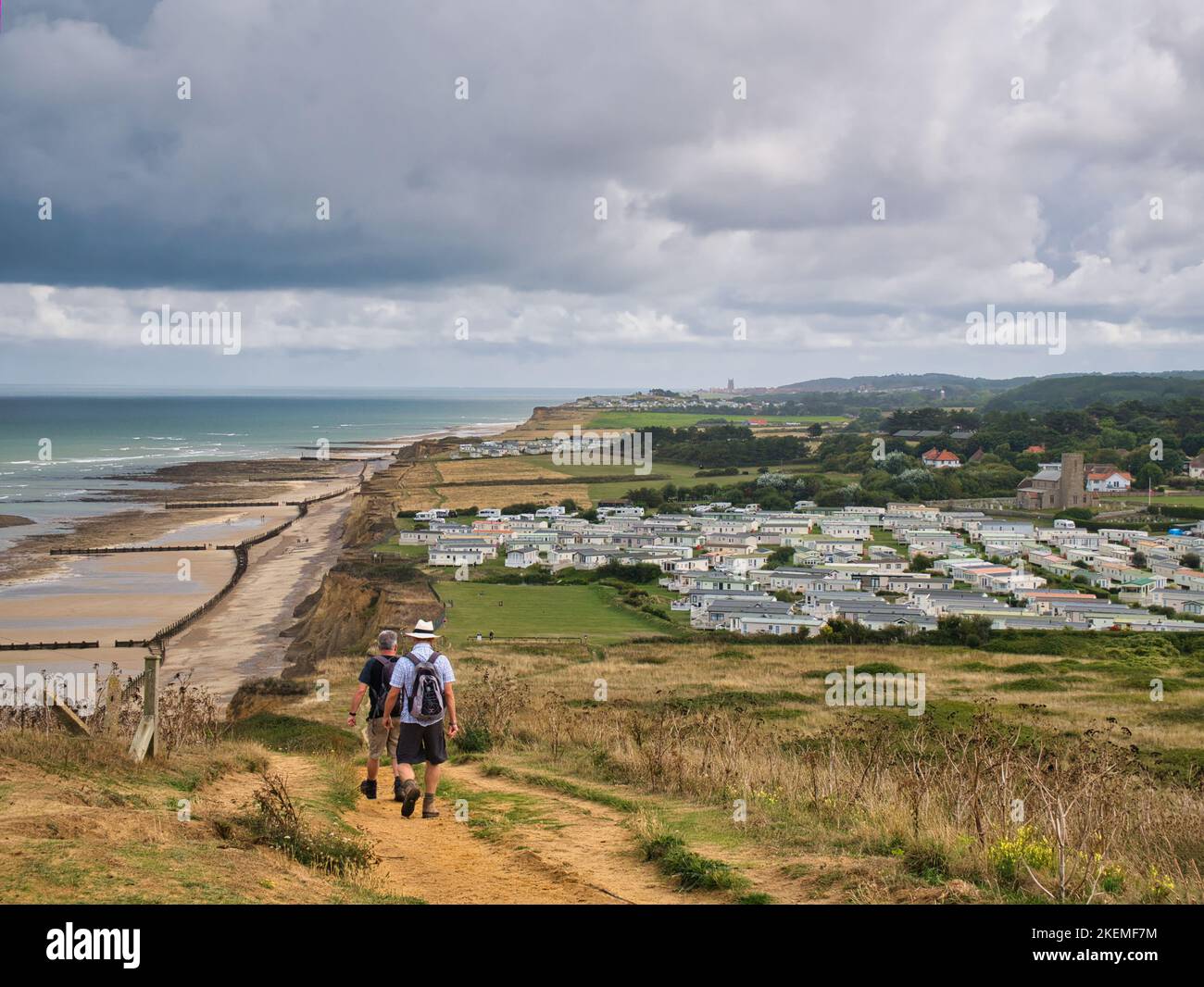 From Beeston Bump a view of the North Norfolk Coast to Cromer. Two ...