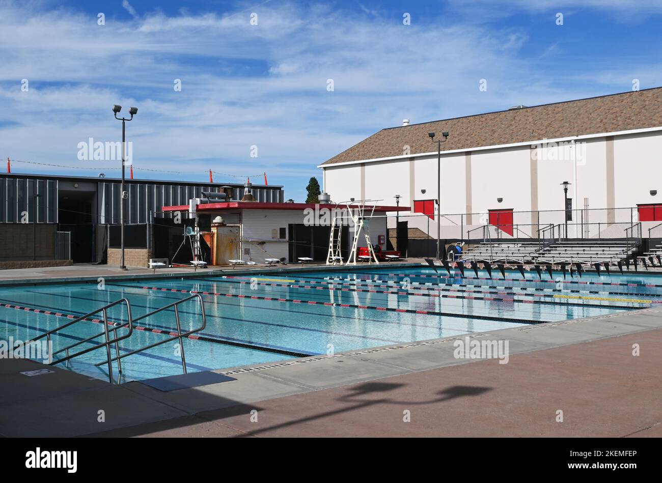 SANTA ANA, CALIFORNIA - 11 NOV 2022: Swimming Pool on the Campus of ...