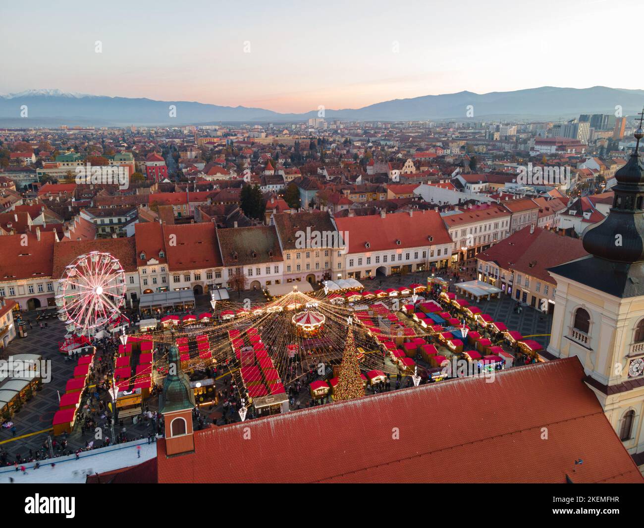 Landscape photography of Sibiu city center with the Christmas Fair ...