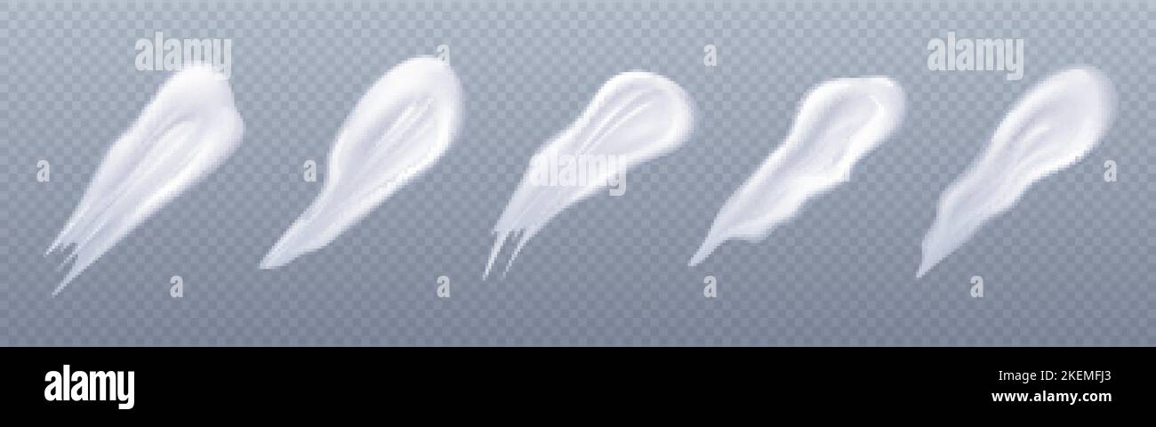 Cosmetic cream smear, toothpaste smudge realistic vector set ...