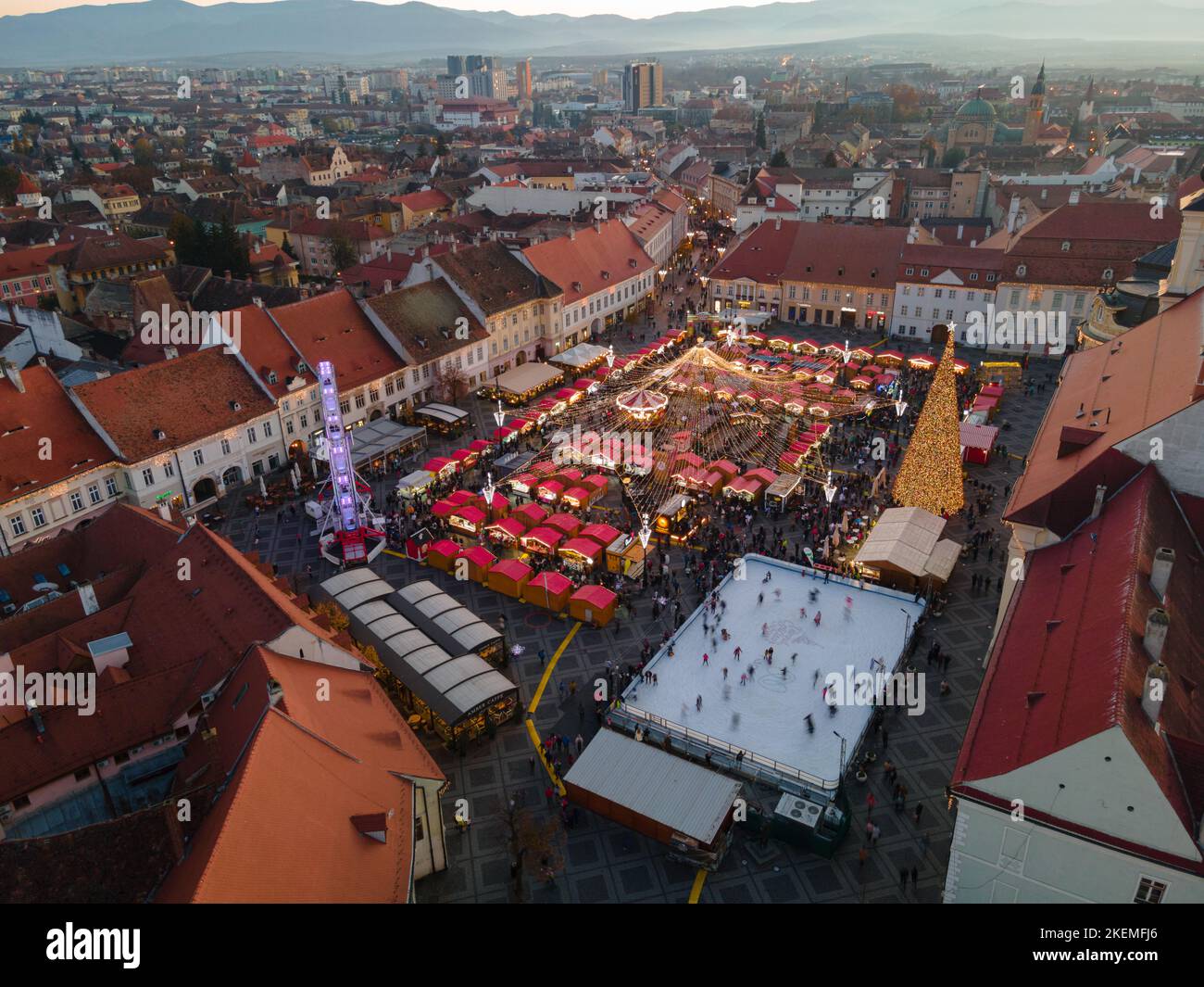 Landscape photography of Sibiu city center with the Christmas Fair ...