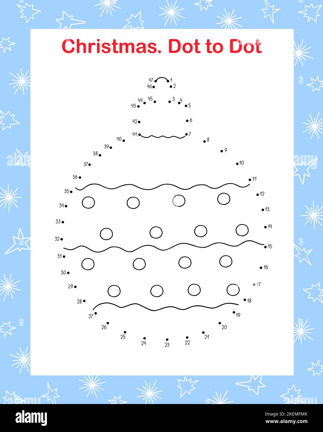 Christmas tree decoration dot to dot fun educational game or leisure ...