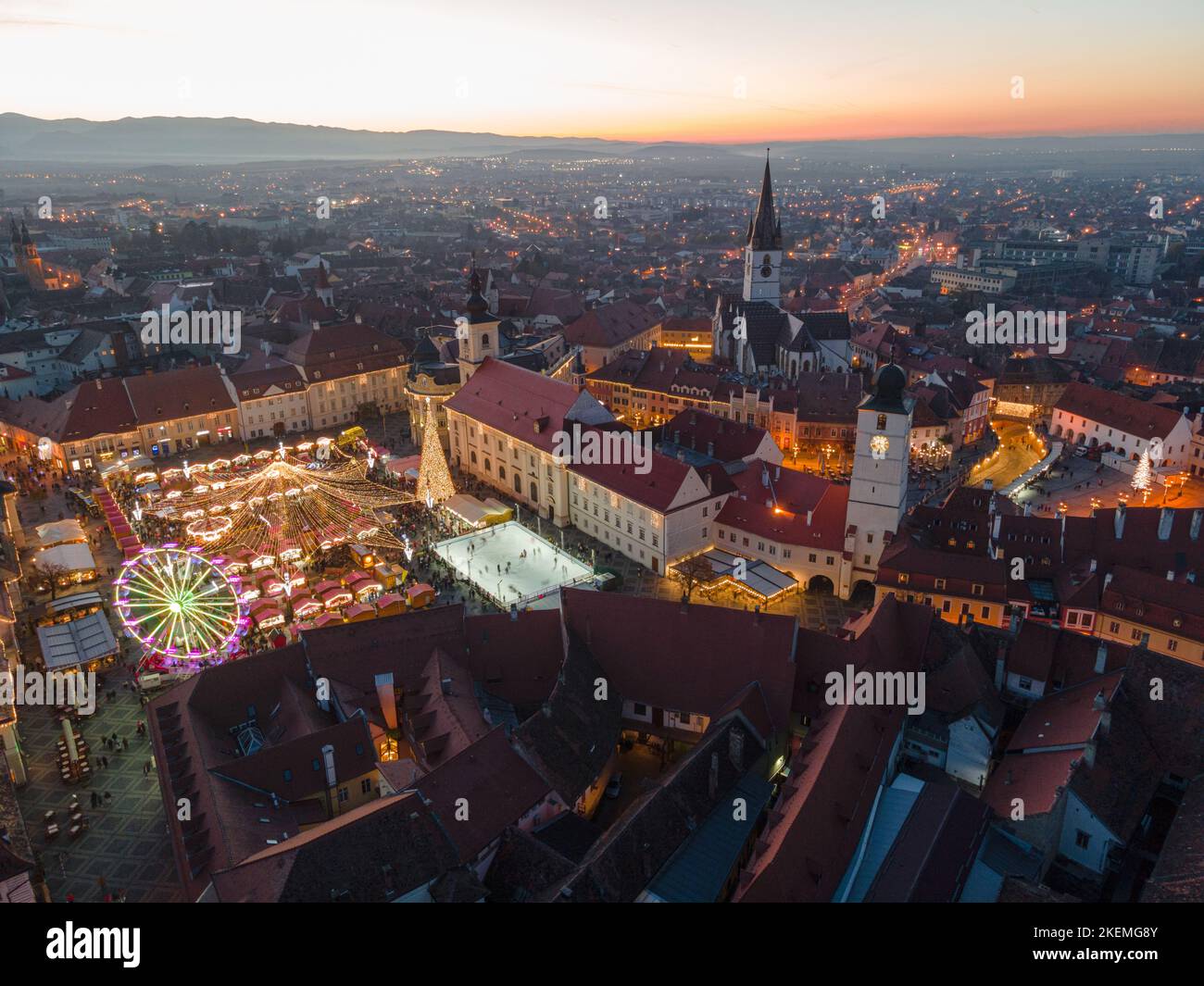 Landscape photography of Sibiu city center with the Christmas Fair ...