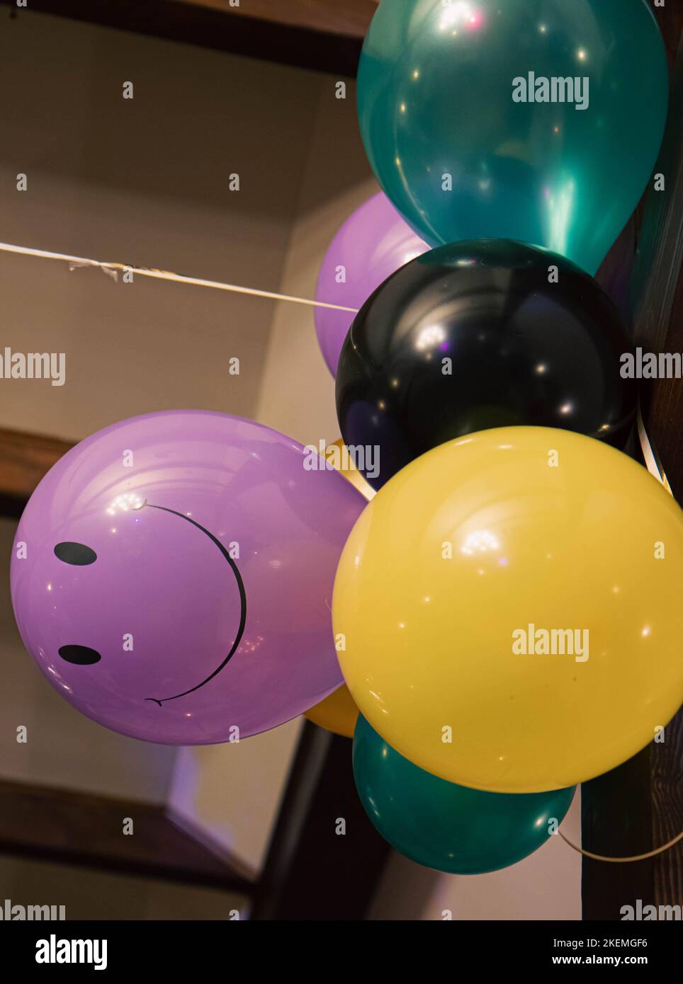 Birthday balloon with helium and smile on them Stock Photo - Alamy