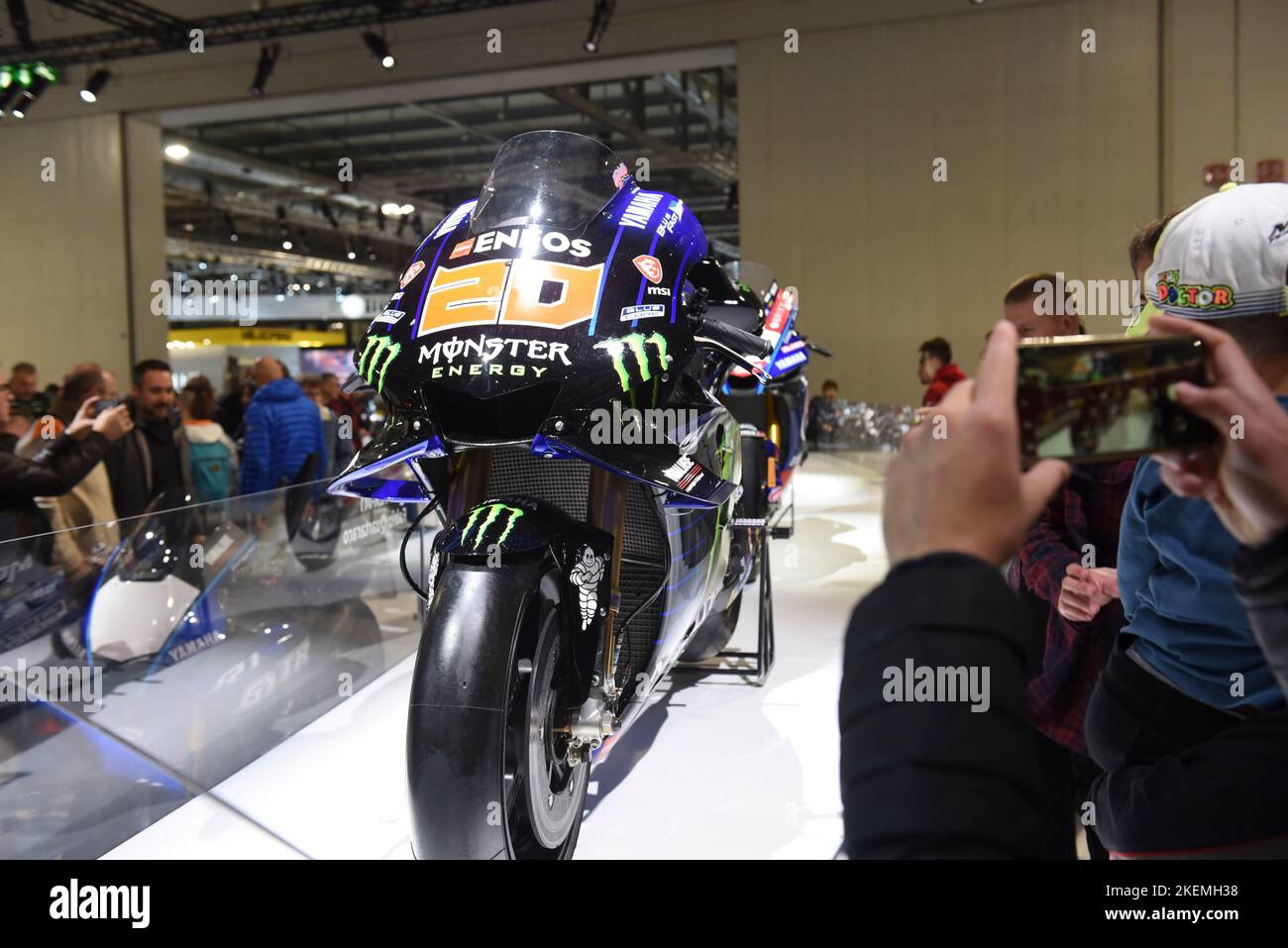 Milan, Italy. 12th Nov, 2022. Visitor photographs the motorcycle seen ...