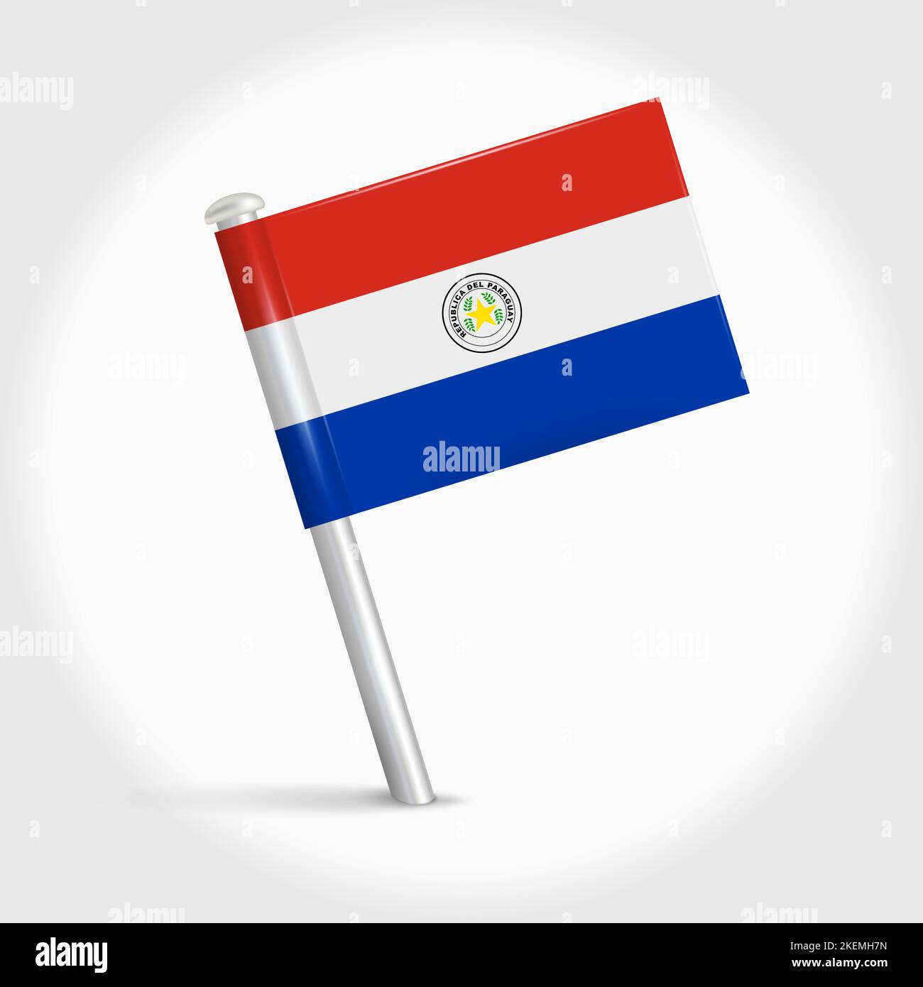 Paraguay map pin flag icon. Paraguayan pennant map marker on a metal ...