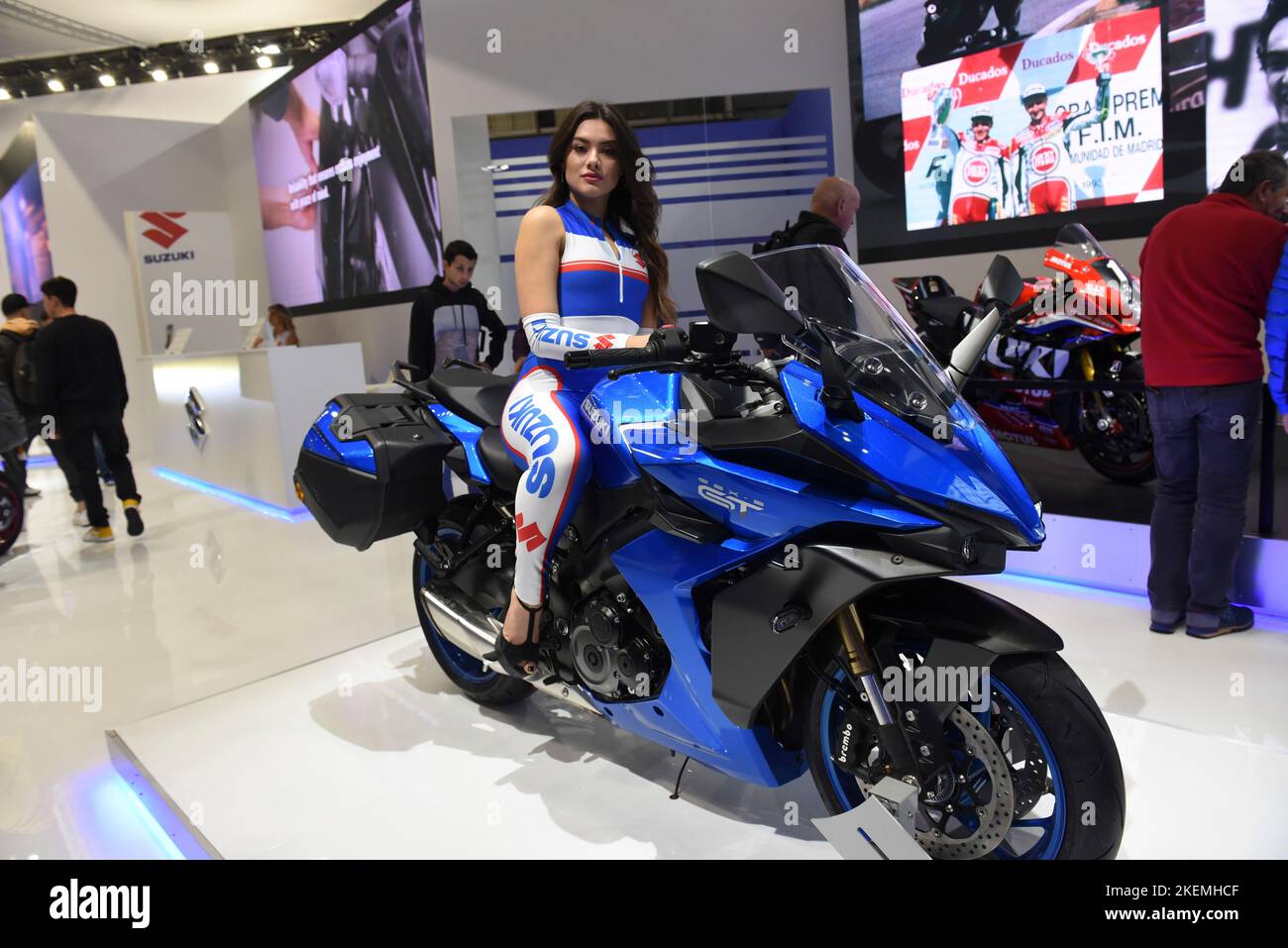 Milan, Italy. 12th Nov, 2022. Model at SUZUKI stand at 79th edition of ...
