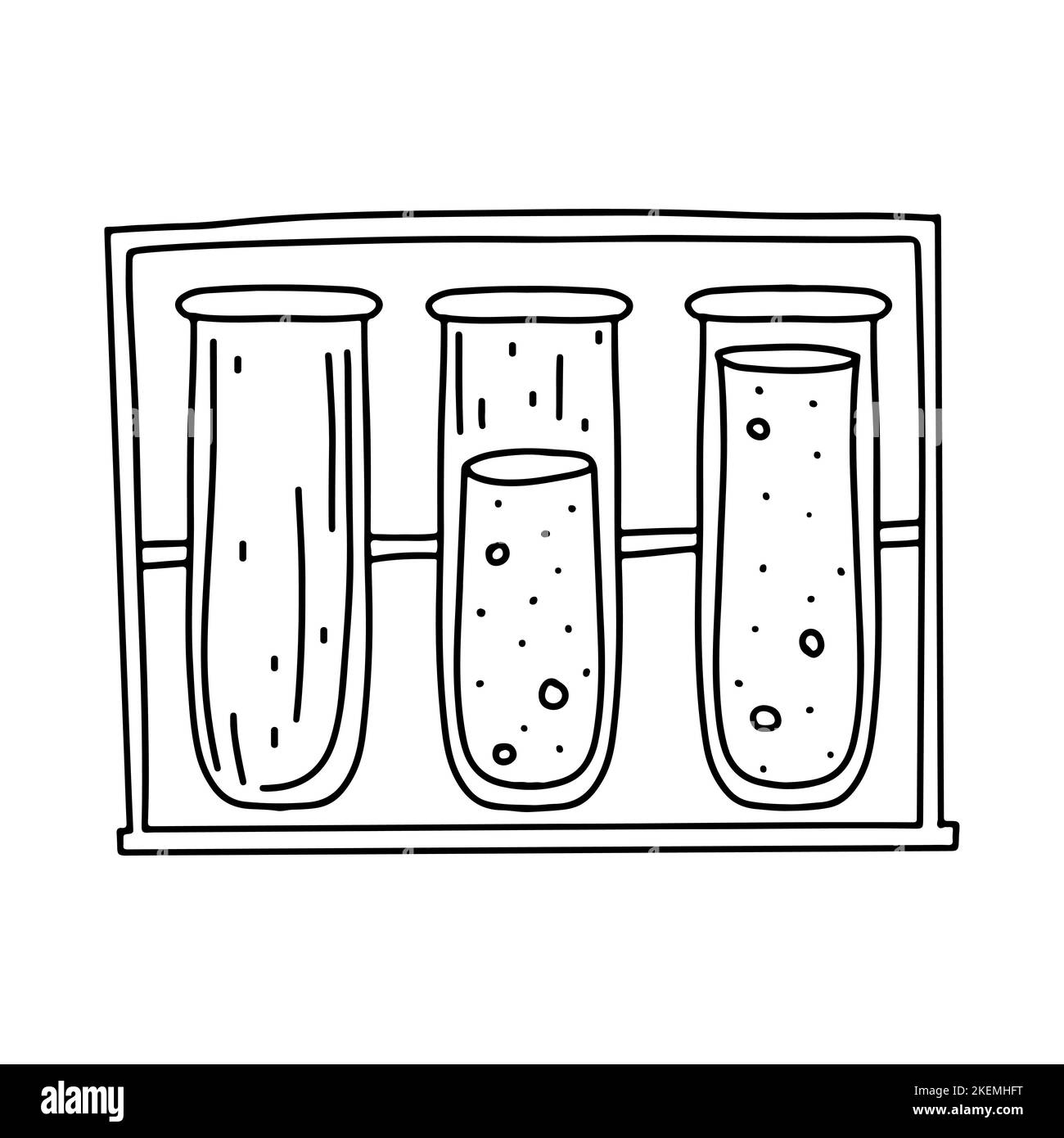 Test tubes with liquids n hand drawn doodle style. Chemical glass tubes ...