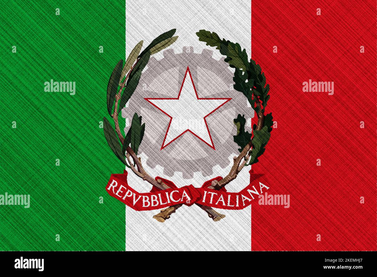 Flag and coat of arms of Italy on a textured background. Concept ...