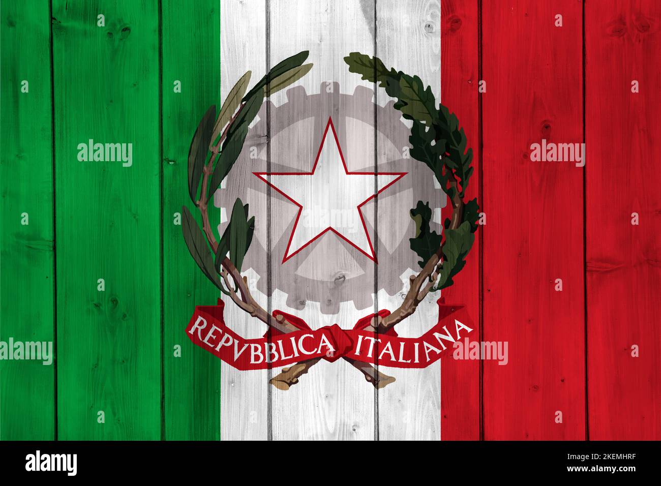 Flag and coat of arms of Italy on a textured background. Concept ...