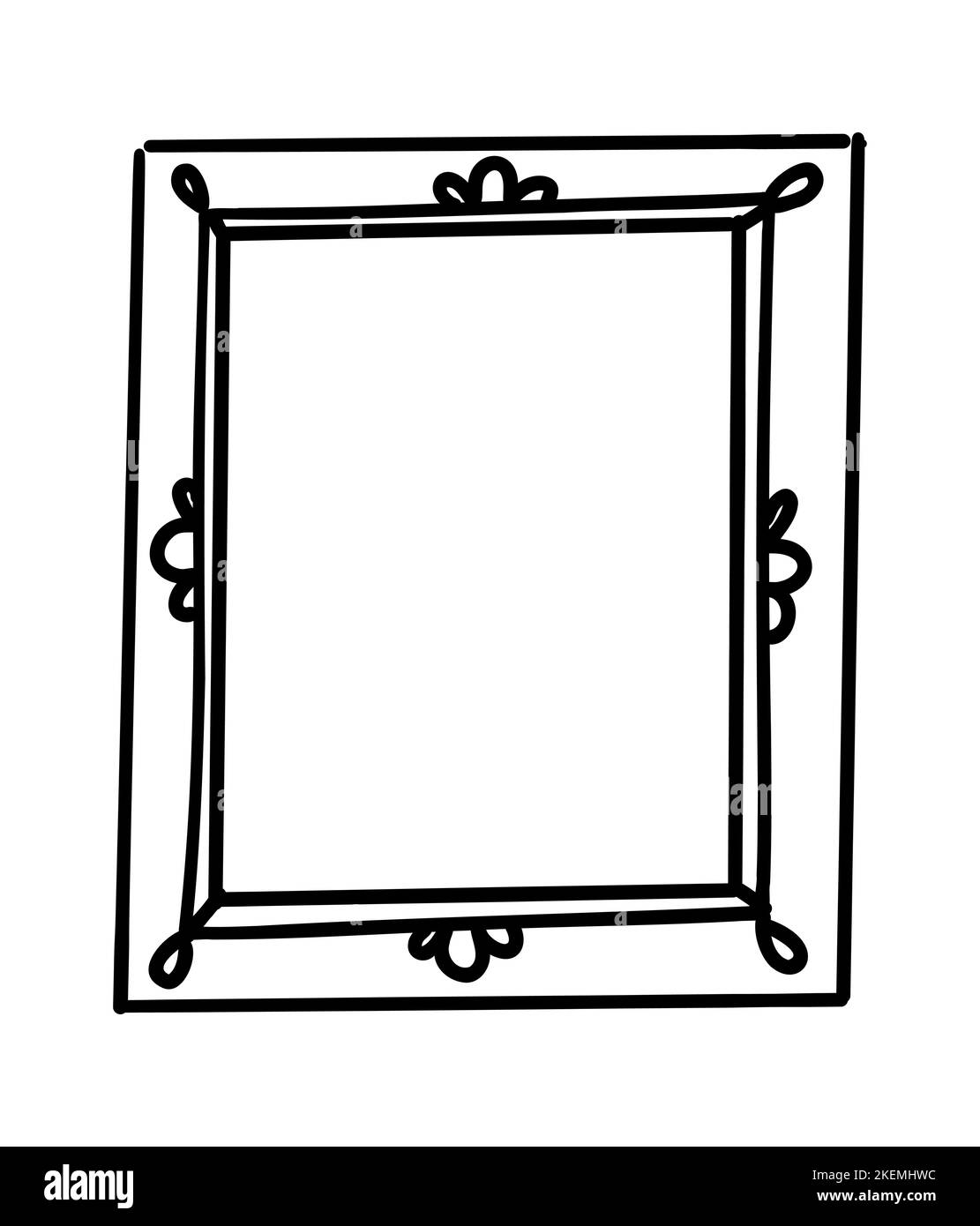 Doodle picture frame. Hand drawn vintage sketchy shape. Vector ...