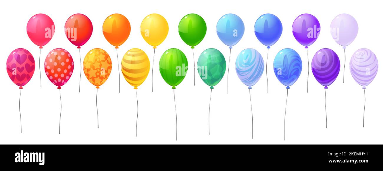 Set of colorful balloons inflated with helium isolated on white ...