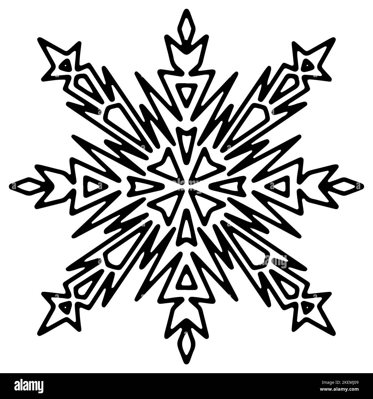 Simple Outline Snowflake Sign. Doodle Snowflake Icon Stock Vector Image ...