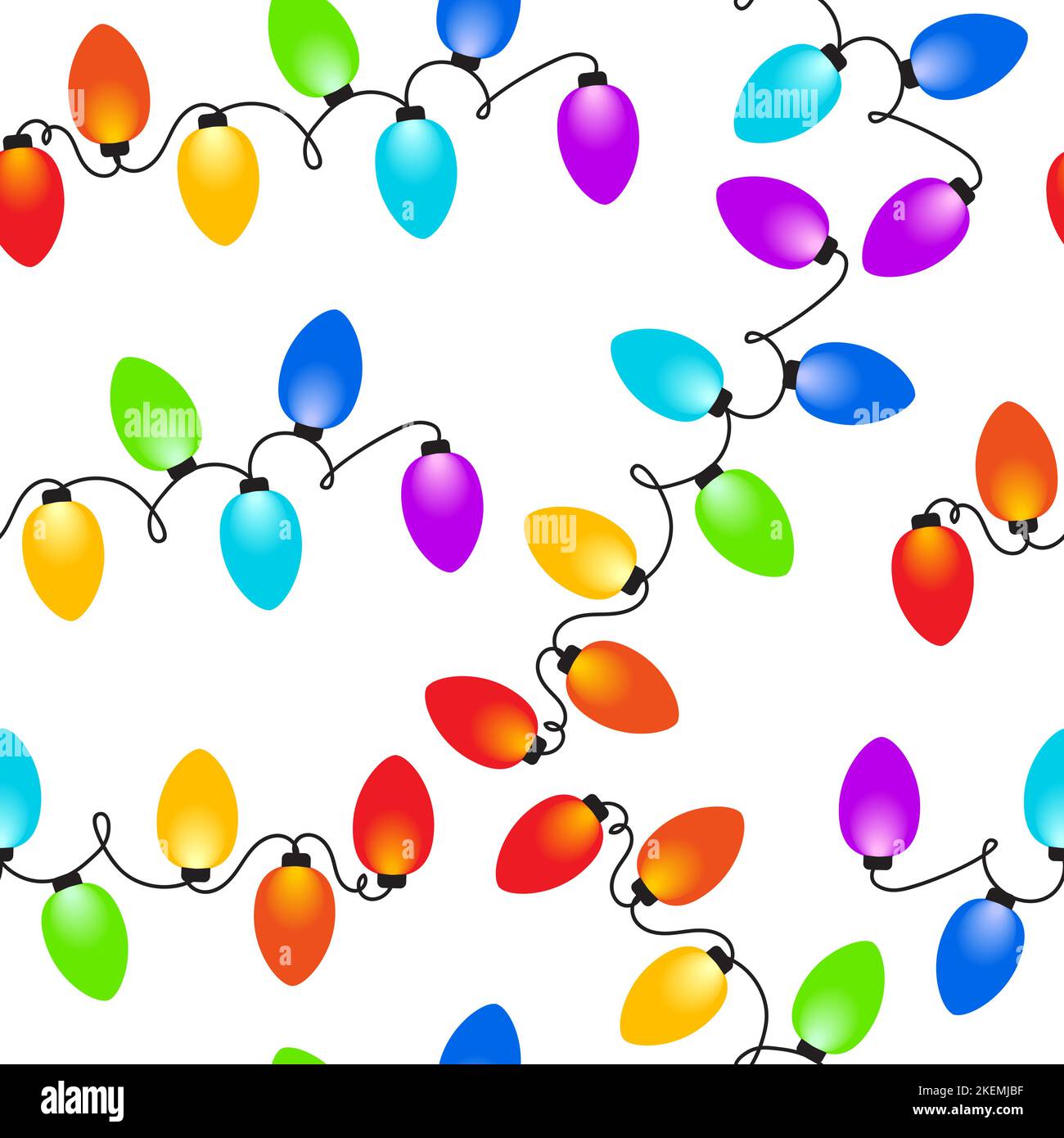Christmas lights background. Seamless pattern with colorful garland of ...