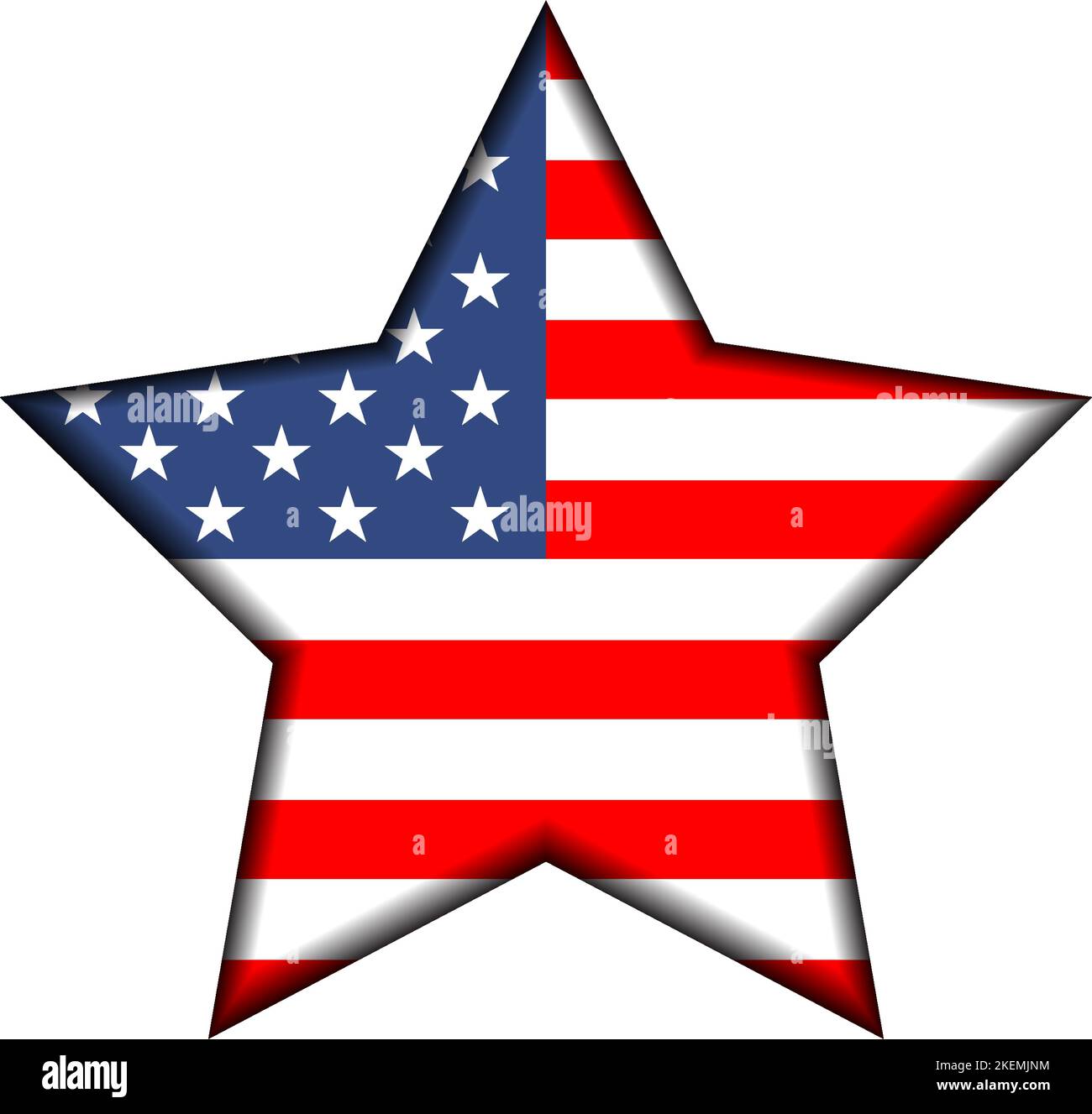 american flag star icon vector illustration, badge with embossed or 3d ...
