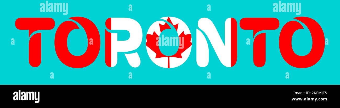 Toronto and Canadian flag lettering. Flat vector illustration isolated ...