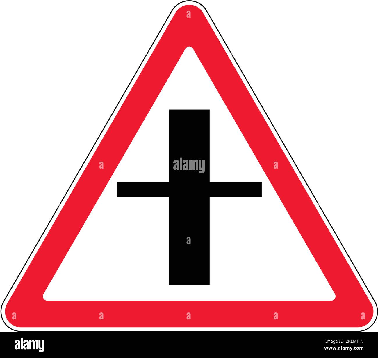 Illustration of Triangle Warning Sign. Crossroads Warning Main Road ...