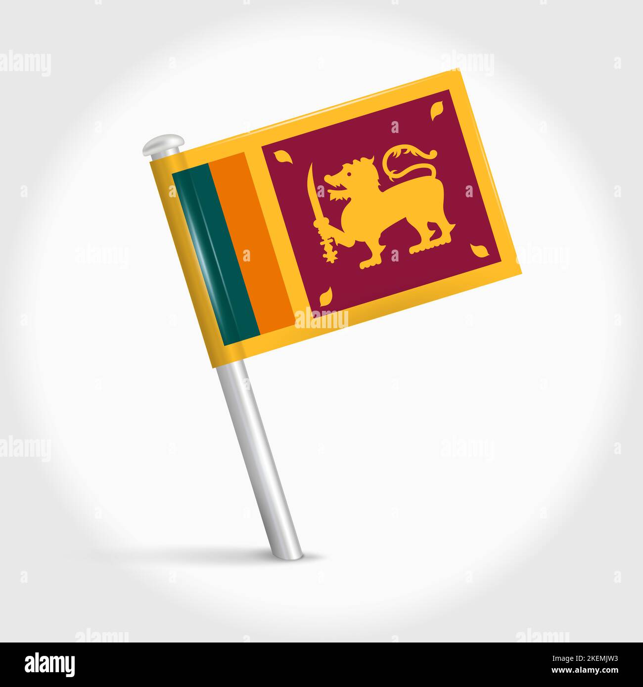 Sri Lanka map pin flag icon. Sri lankan pennant map marker on a metal ...