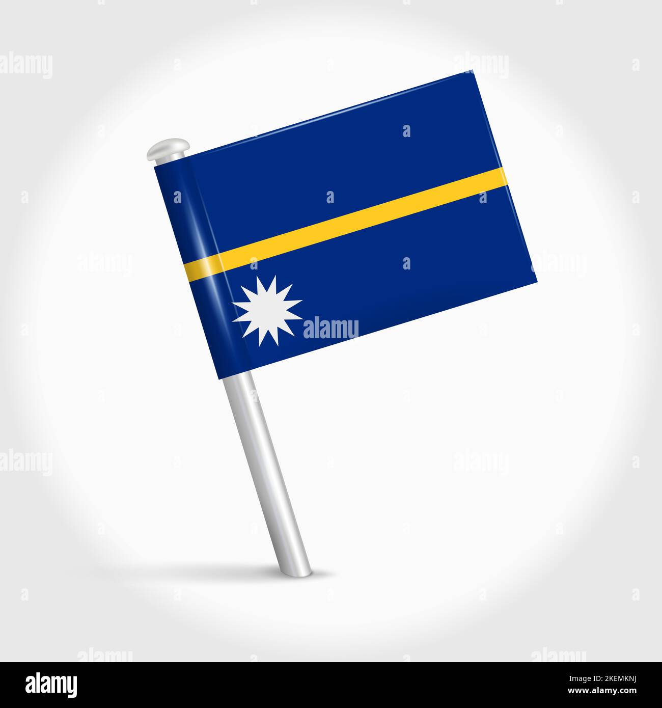 Nauru map pin flag icon. Nauruan pennant map marker on a metal needle. 3D realistic vector ...